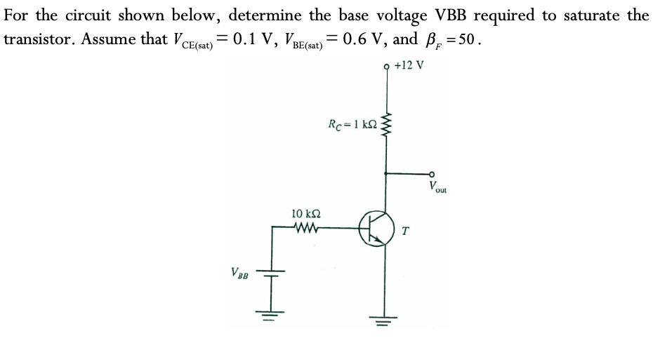 Solved For the circuit shown below, determine the base | Chegg.com