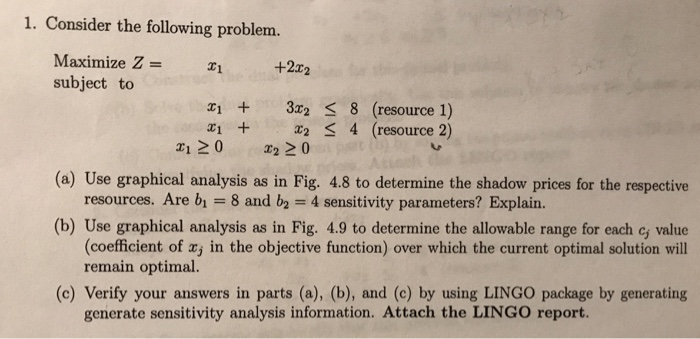 Solved 1. Consider the following problem. Maximize Z= | Chegg.com