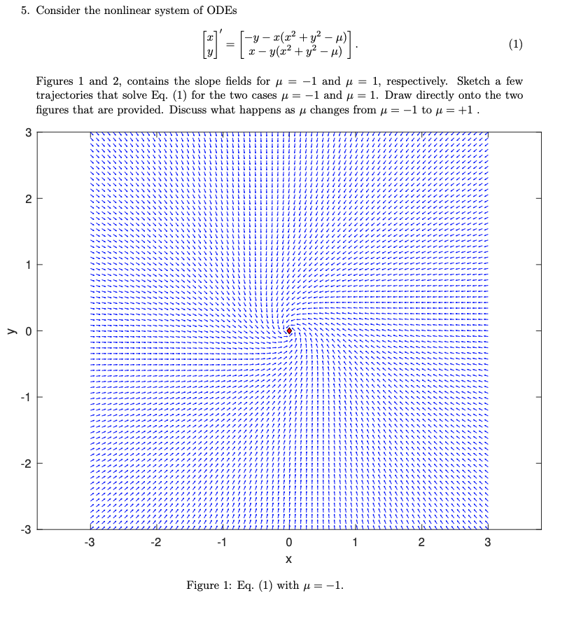 Solved 5. Consider the nonlinear system of ODES [u]-[m- | Chegg.com