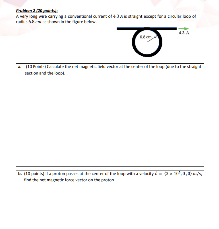 Solved Problem 2 (20 points): A very long wire carrying a | Chegg.com