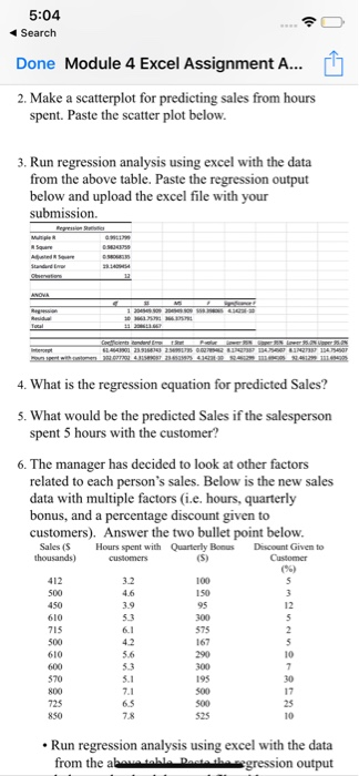 Solved 5:04 Search Done Module 4 Excel Assignment A.r 2. | Chegg.com
