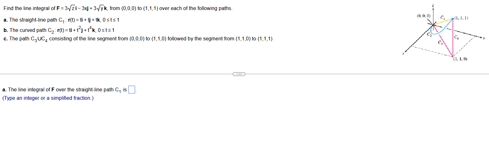 Solved Find the line integral of F=3z2i-3xj+3y2k, ﻿from | Chegg.com