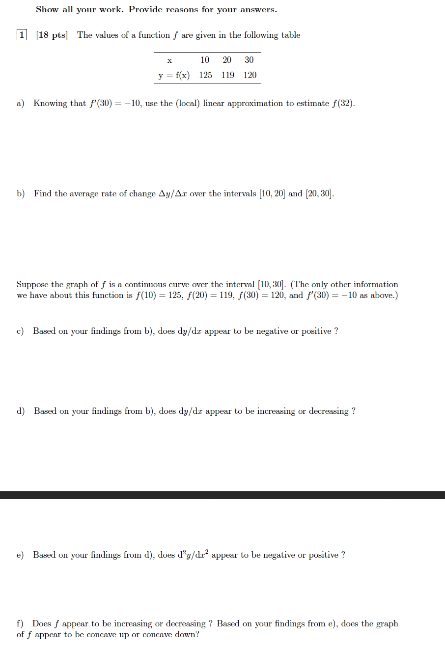Solved Show all your work. Provide reasons for your answers. | Chegg.com