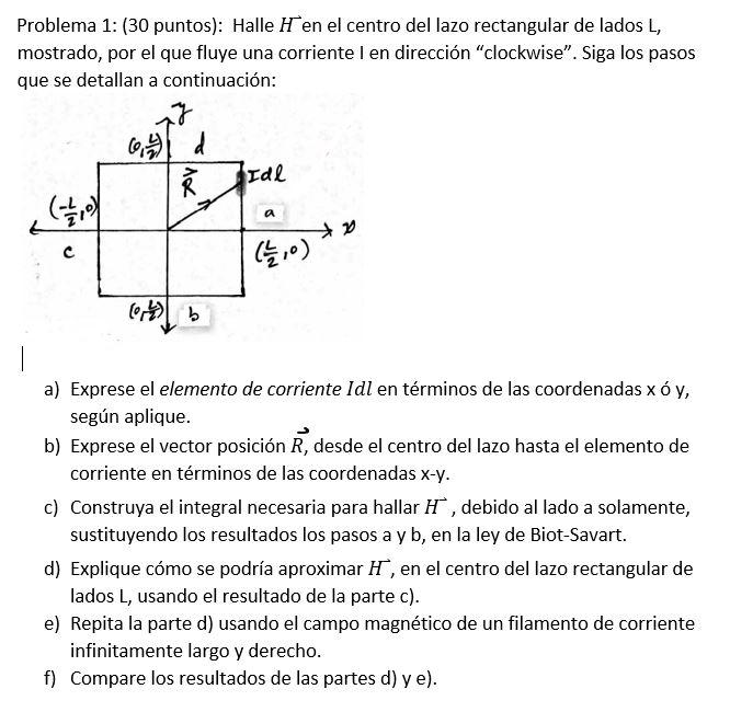 Solved Problem 1: (30 points): Find 𝐻⃑in the center of the | Chegg.com