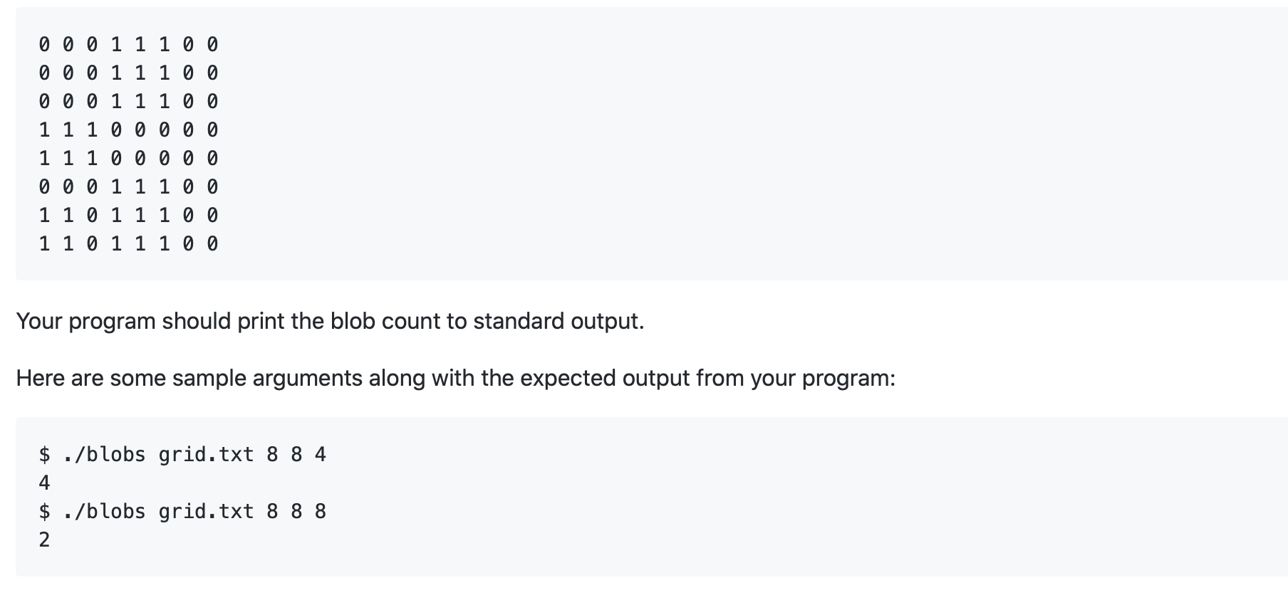 Solved 2. Counting Blobs Consider the same grid | Chegg.com