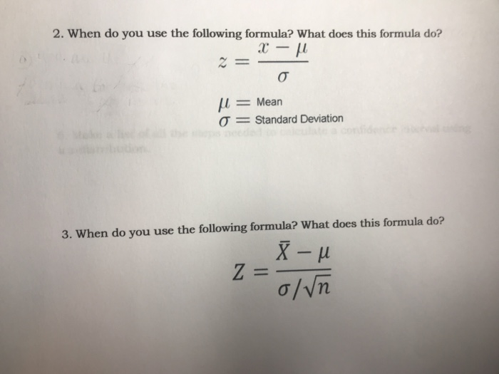Solved 2. When do you use the following formula? What does | Chegg.com