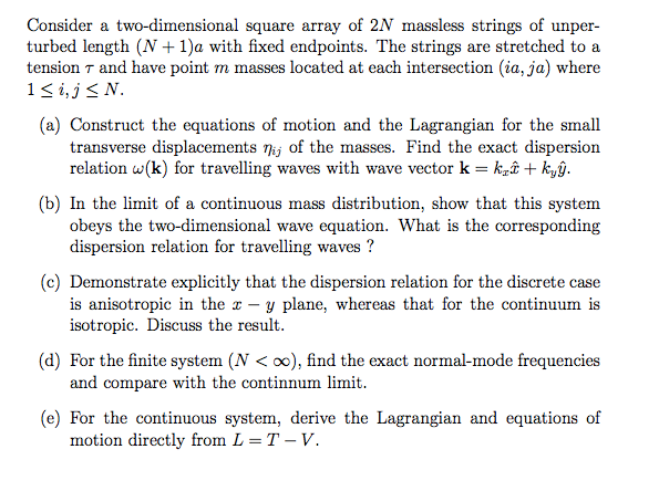 Consider a two-dimensional square array of 2N | Chegg.com