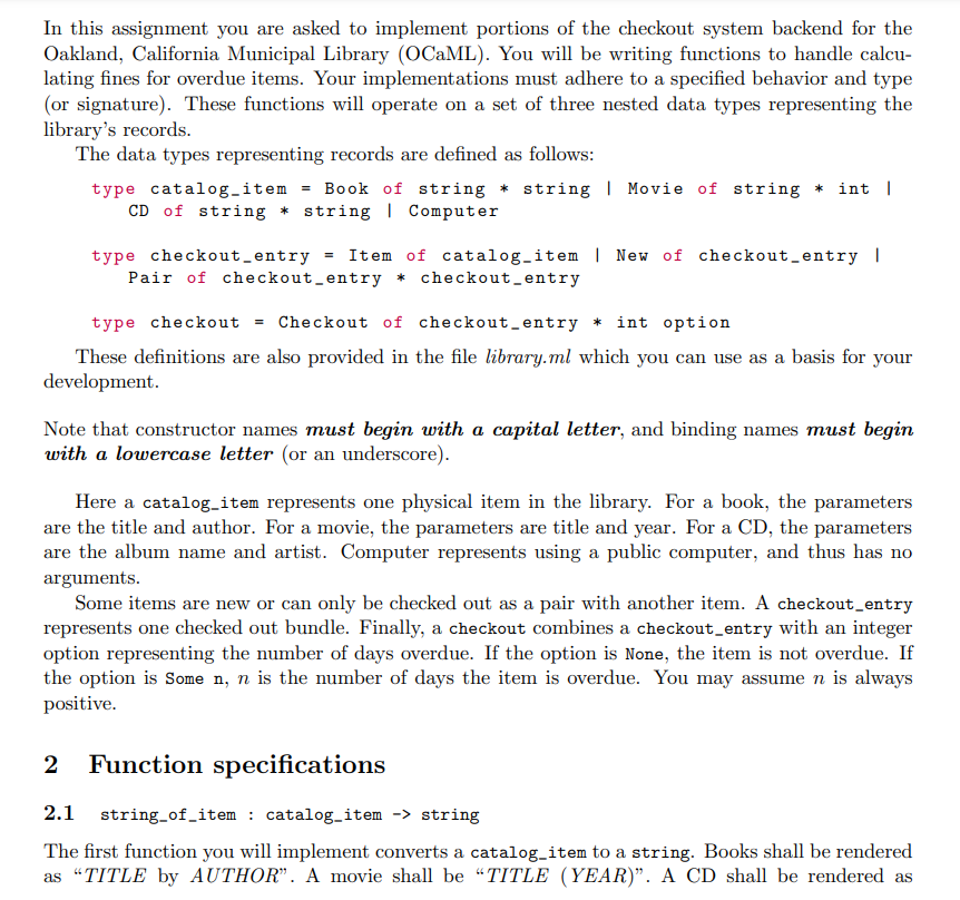 Solved Ocaml Code Make Sure To Show The Full Code And Take 7428