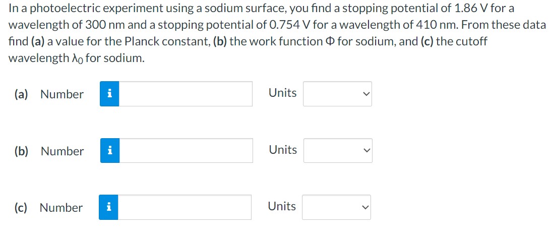 Solved In a photoelectric experiment using a sodium surface, | Chegg.com