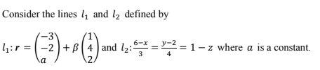 Solved a) Given lines L1 and L2 intersect at point P, find | Chegg.com
