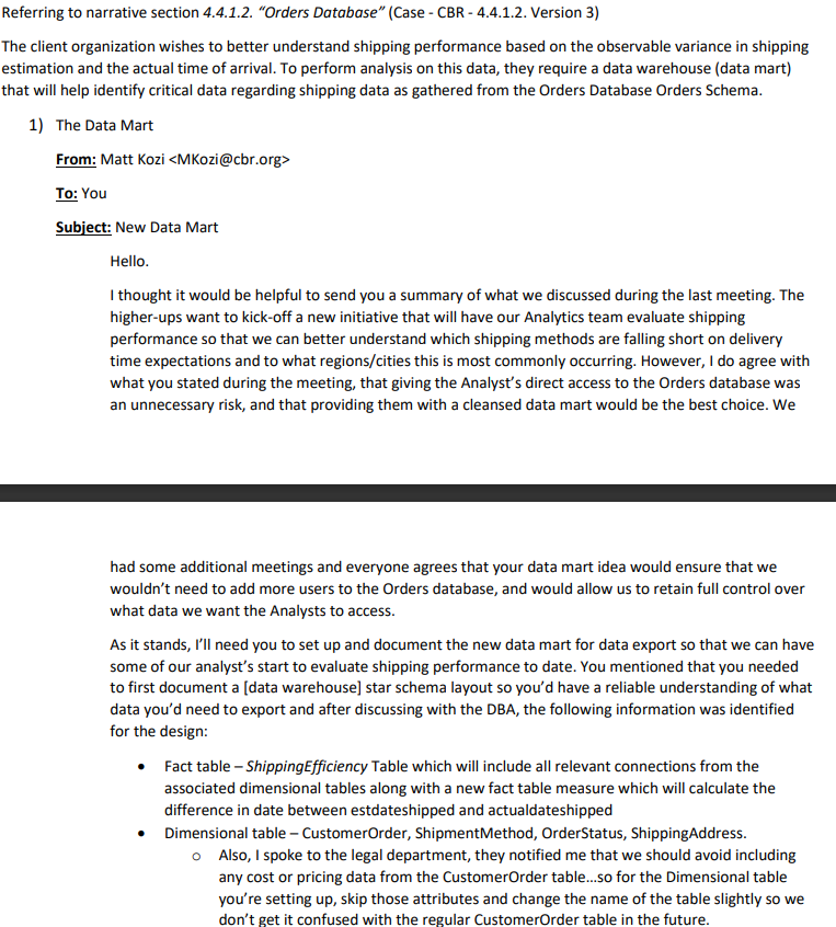 Solved Referring to narrative section 4.4.1.2. "Orders | Chegg.com