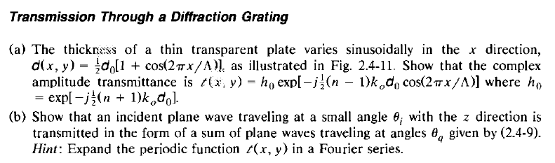 Solved Transmission Through a Diffraction Grating (a) The | Chegg.com
