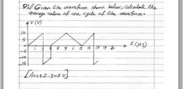 Solved Pi// Given the waveform shown below, calculate the | Chegg.com