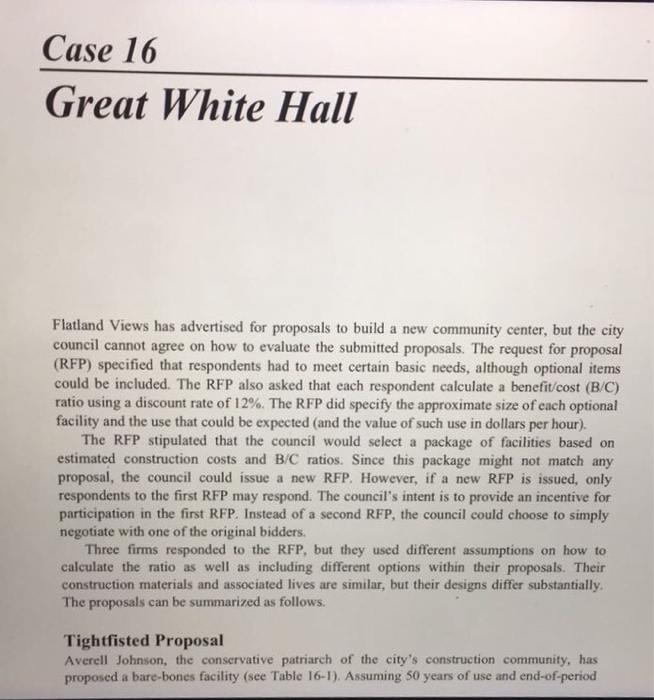 Solved I need help in Case 16 Great white hall? One | Chegg.com