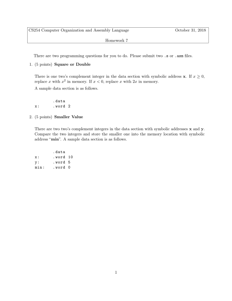 CS254 Computer Organization and Assembly Language | Chegg.com