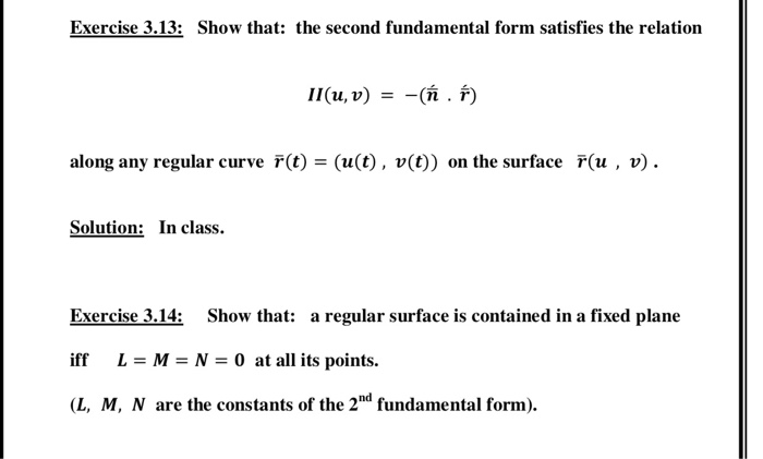 t: the second fundamental form satisfies the Exercise | Chegg.com