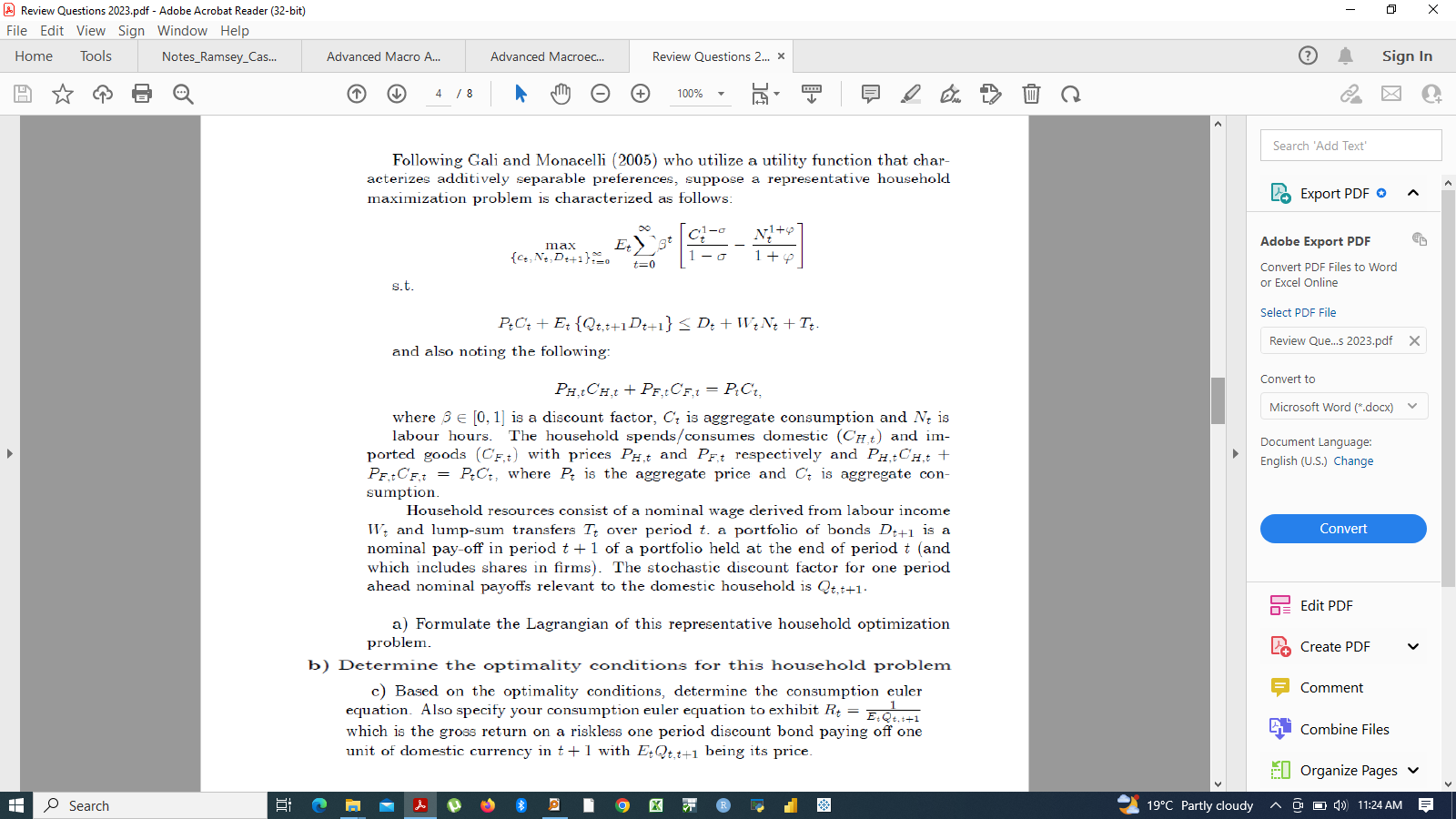 Following Gali And Monacelli 2005 Who Utilize A