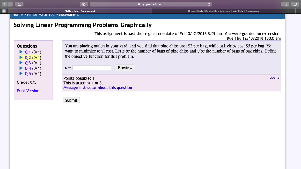 Solved MyOpenMath Assessment Chegg Study I Guided Solutions | Chegg.com