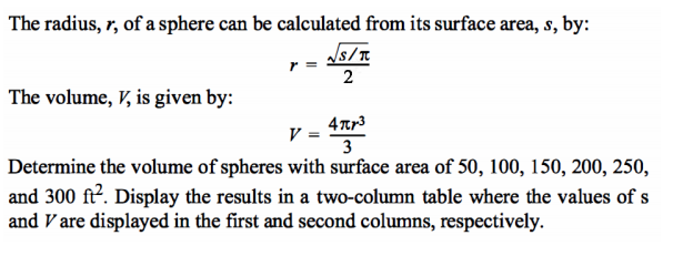 Solved The radius, r, of a sphere can be calculated from its | Chegg.com