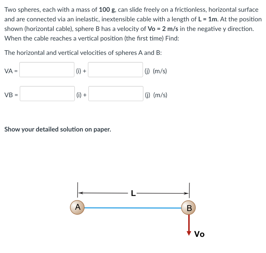 Solved Two spheres, each with a mass of 100 g, can slide | Chegg.com