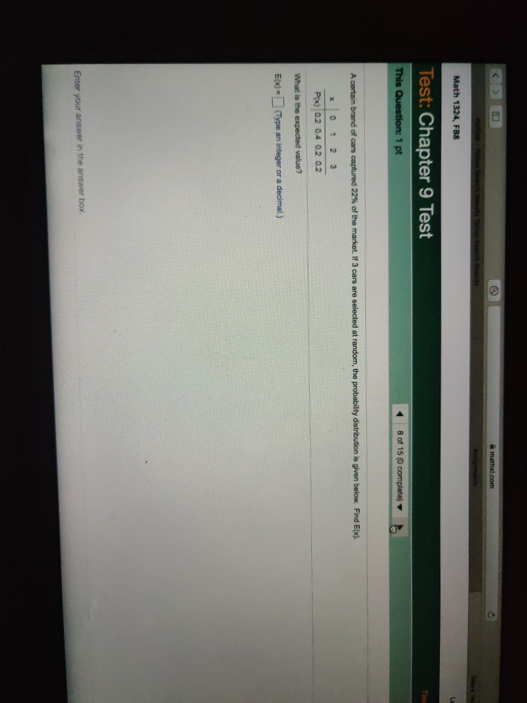 Solved mathxl.com Math 1324, FB8 Test: Chapter 9 Test This | Chegg.com