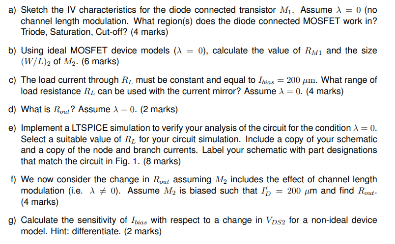 Solved Nmos Current Mirror The Circuit Shown Below Is Called