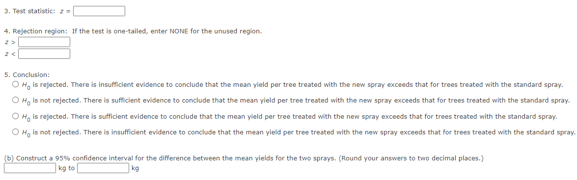 Solved other trees with the standard spray. The following | Chegg.com