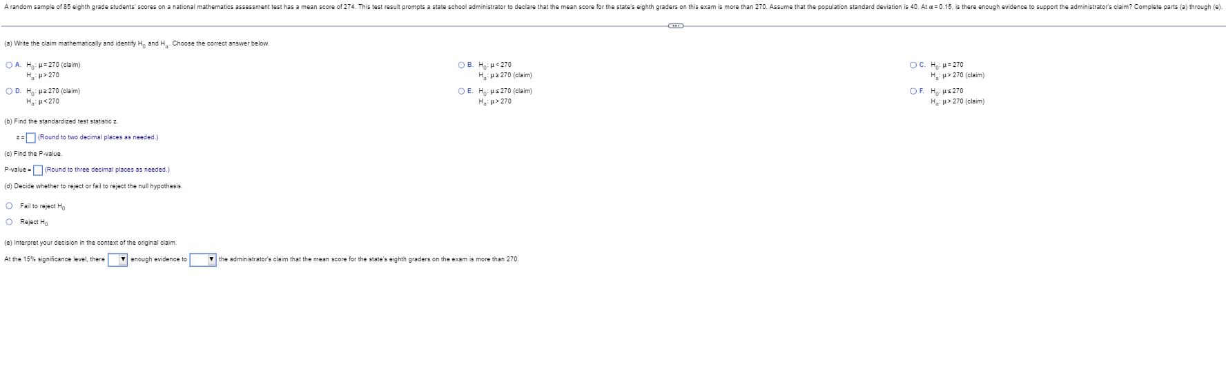 Solved (a) ﻿Write the claim mathematically and identify H0 | Chegg.com