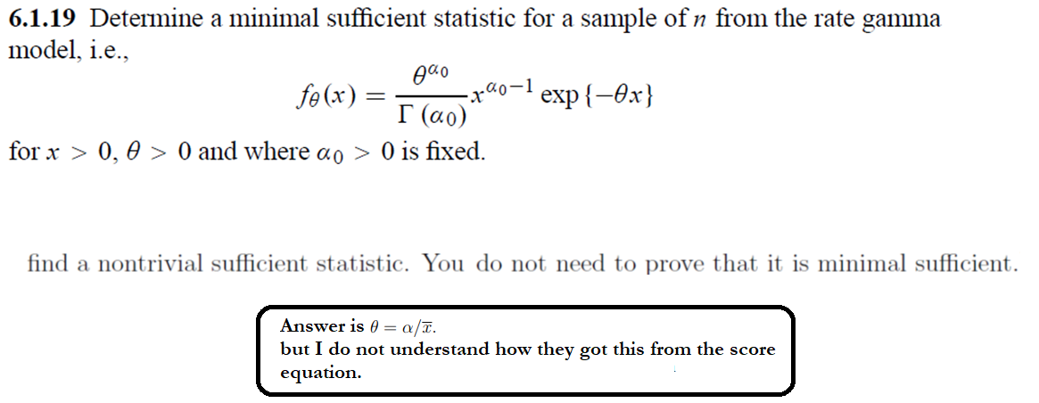 Solved 6.1.19 Determine a minimal sufficient statistic for a | Chegg.com