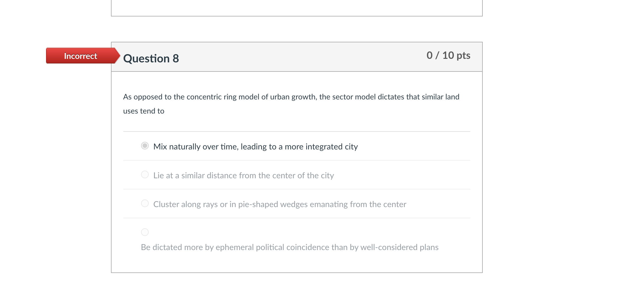 Solved As opposes to the concentric ring model, of urban | Chegg.com