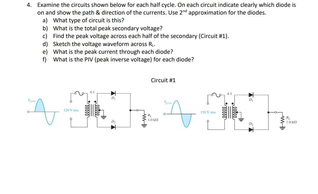 Solved 4. Examine the circuits shown below for each half | Chegg.com