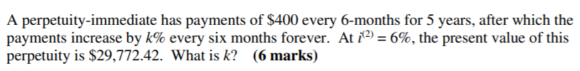 Solved A perpetuity-immediate has payments of $400 every | Chegg.com