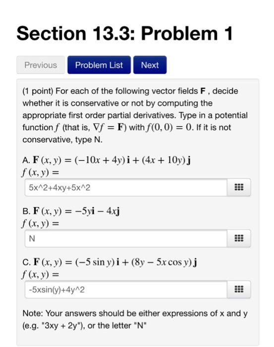 Solved Section 13.3: Problem 1 Previous Problem List Next (1 | Chegg.com