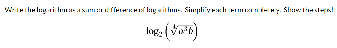 Solved Write the logarithm as a sum or difference of | Chegg.com