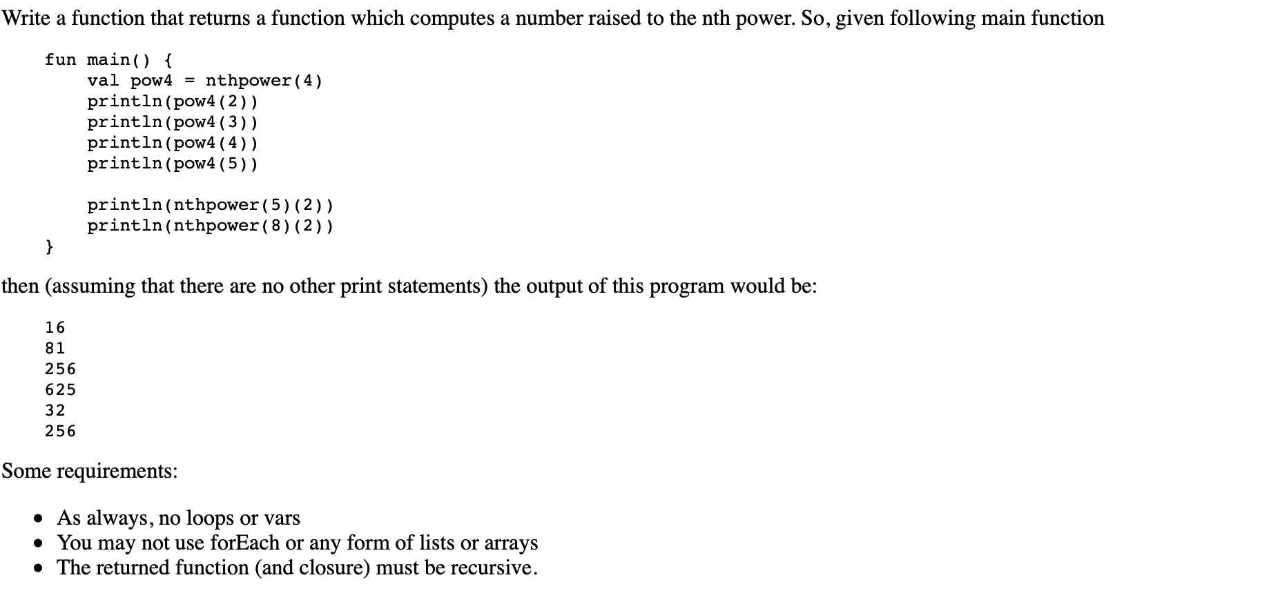 Solved Write a function that returns a function which | Chegg.com