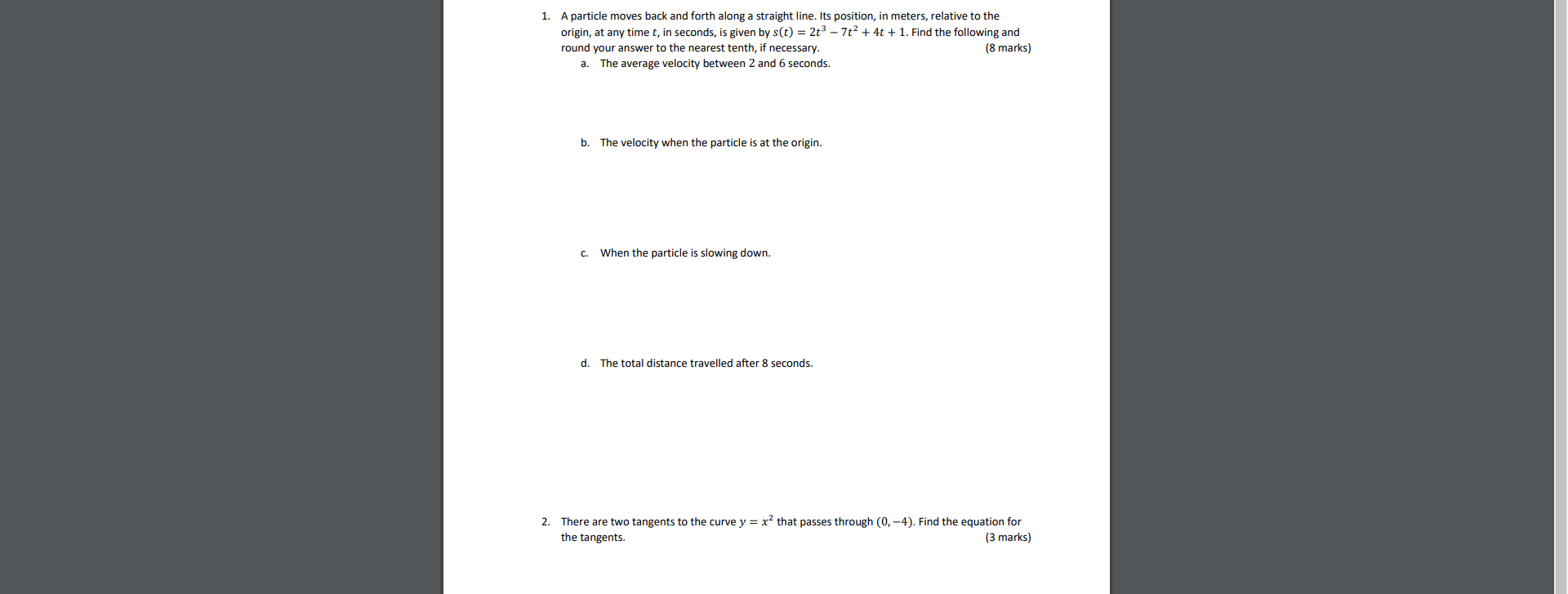 Solved 1. A particle moves back and forth along a straight | Chegg.com