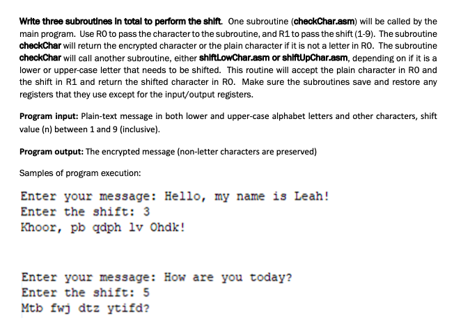 Solved QUESTION II: CAESAR CIPHER Write a LC-3 assembly | Chegg.com