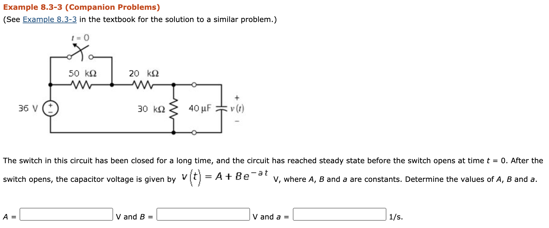 Solved Example 8.3-3 (Companion Problems) (See Example 8.3-3 | Chegg.com