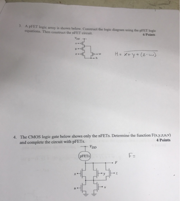 Solved 3. A pFET logic array is shown below. Construct the | Chegg.com
