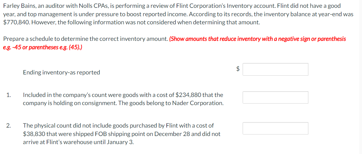 Solved Farley Bains, an auditor with Nolls CPAs, is | Chegg.com
