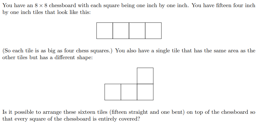 Solved You have an 8×8 chessboard with each square being one | Chegg.com