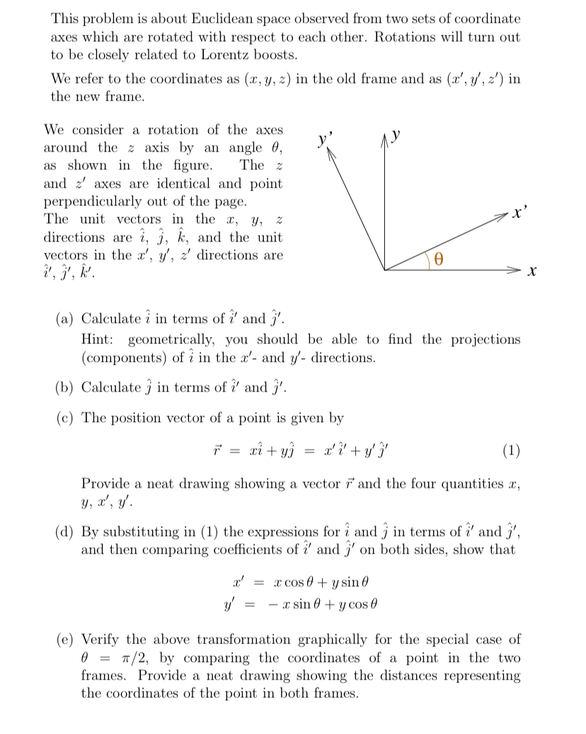 Solved This problem is about Euclidean space observed from | Chegg.com