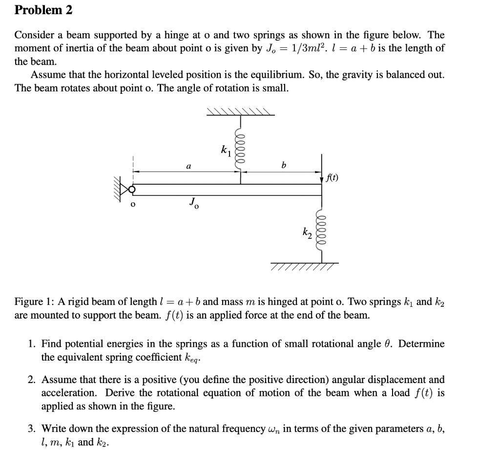 Solved Consider a beam supported by a hinge at o and two | Chegg.com