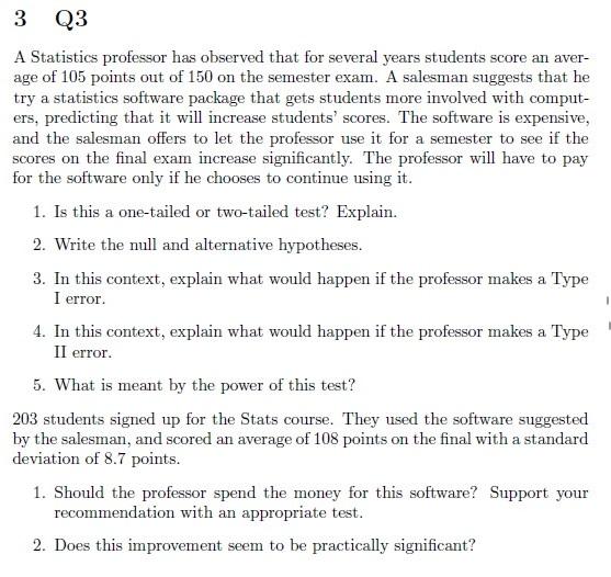 Solved A Statistics professor has observed that for several | Chegg.com