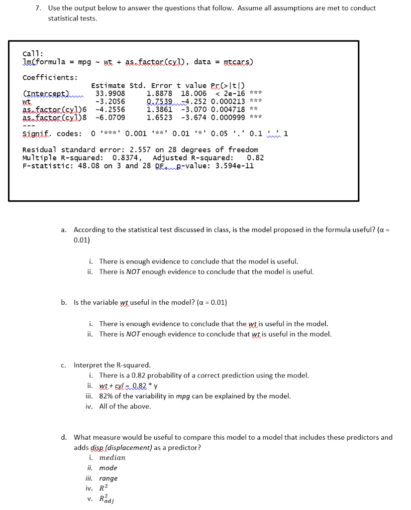 7. Use the output below to answer the questions that | Chegg.com