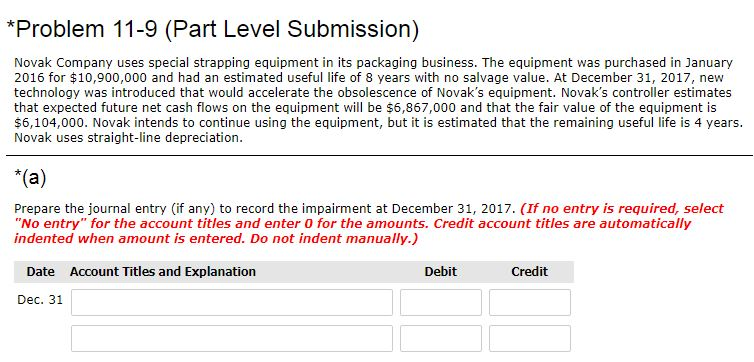 Solved Problem 11-9 (Part Level Submission) Novak Company | Chegg.com