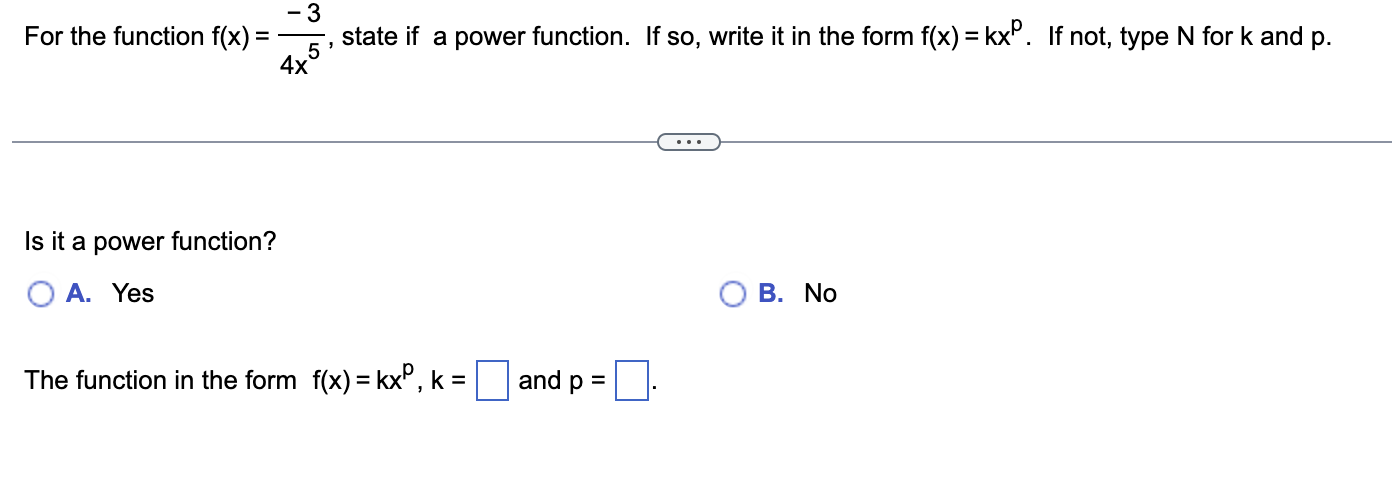 Solved For the function f(x)=4x5−3, state if a power | Chegg.com