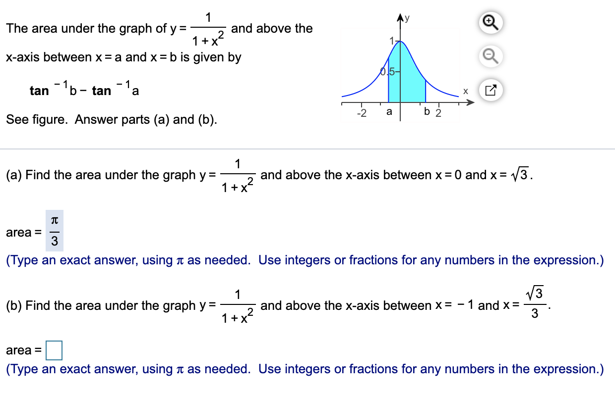 Solved 1 The area under the graph of y=— and above the | Chegg.com