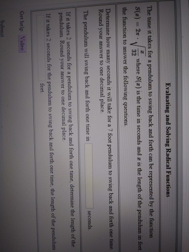 Solved Evaluating and Solving Radical Functions The time it | Chegg.com