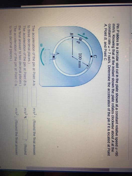 Solved pin P slides in a circular slot cut in the plate | Chegg.com